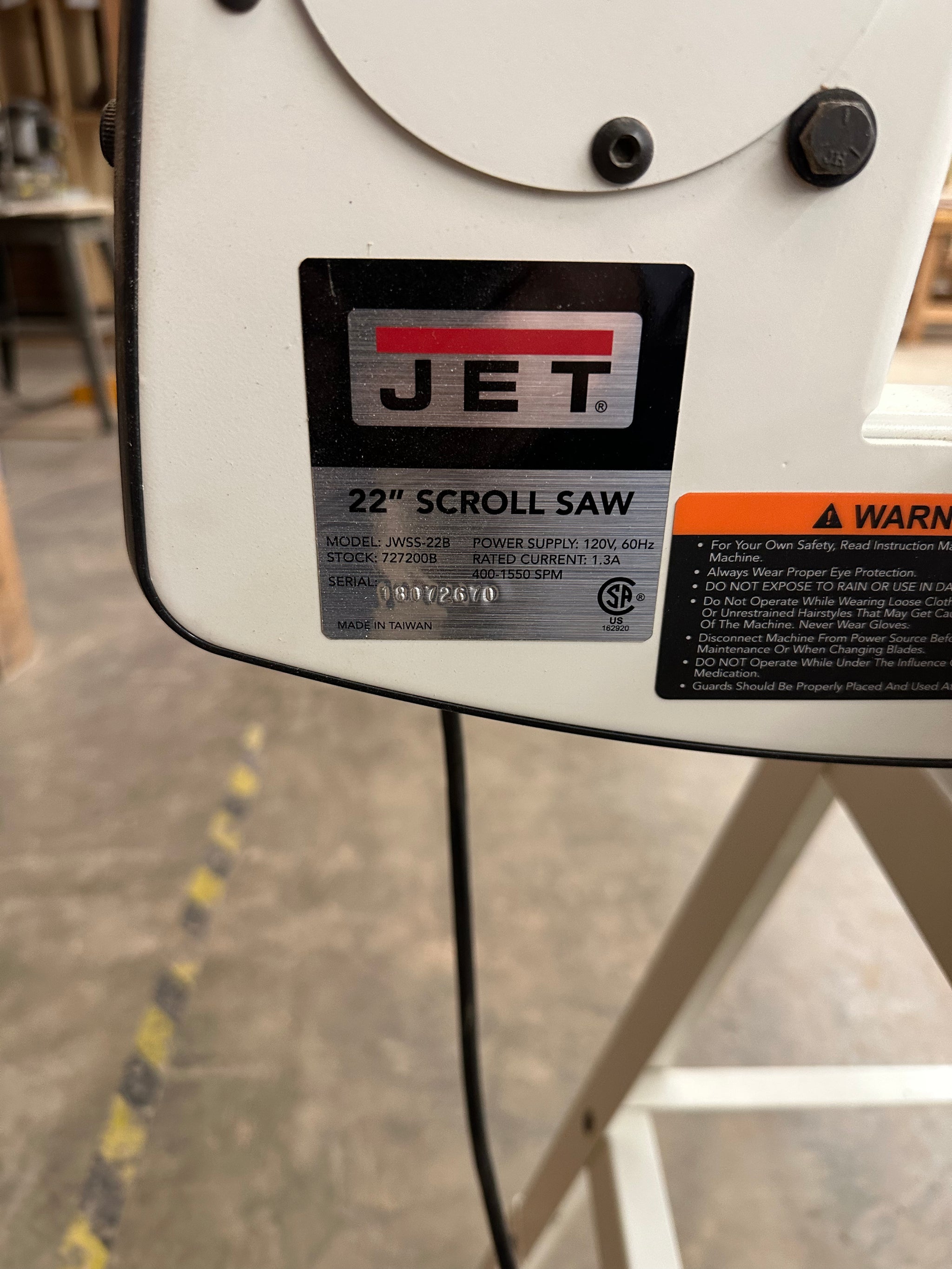 Used Jet JWSS-22B 22" Scroll Saw - ibid-machinery